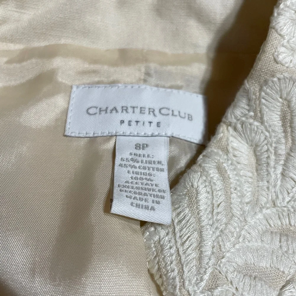 Jackets & Coats | Linen Floral Embroidered Jacket 8p Cream Beige ...
